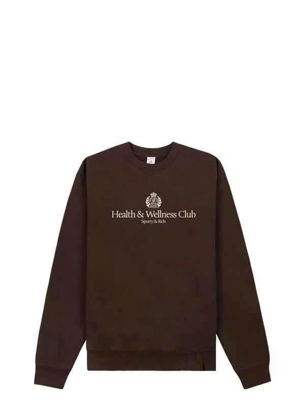 SPORTY & RICH H&w Crest Crew-neck Sweatshirt - Brown