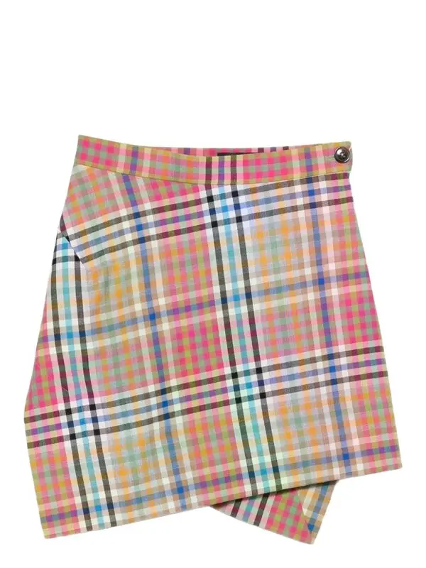 VIVIENNE WESTWOOD Plaid Asymmetric Mini Skirt - Neutrals