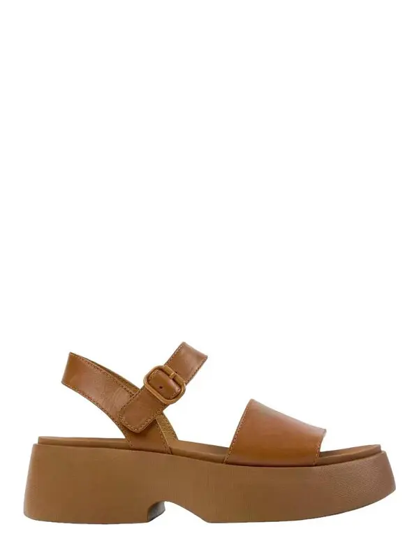 Camper Tasha Buckle Leather Sandals - Brown