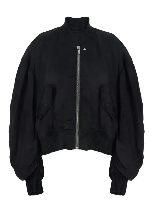 Rick Owens Ruched Bomber Jacket - Black