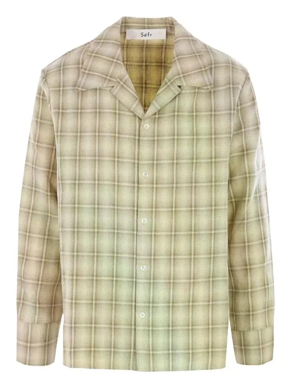 Séfr Ignacio Notched Collar Checked Shirt - Neutrals