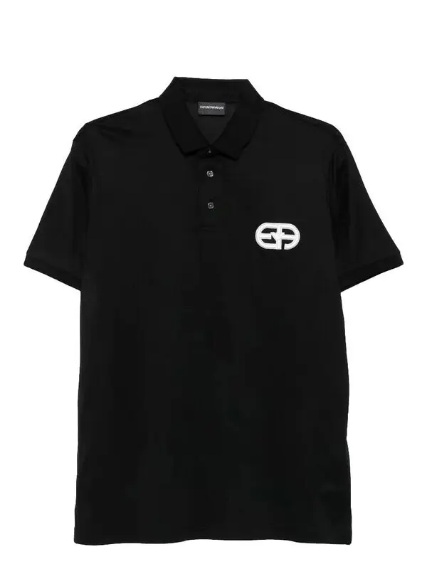 Emporio Armani Eagle-logo Polo Shirt - Black