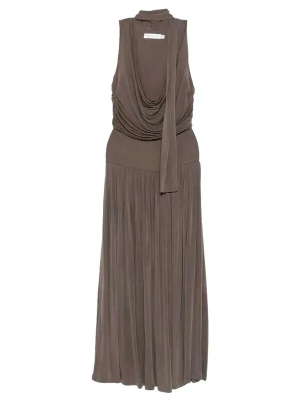 AYA MUSE Alyve Ruched Midi Dress - Brown
