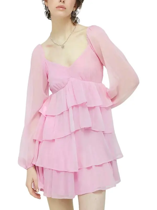 Abercrombie Ruffled V-neck Mini Dress - Pink