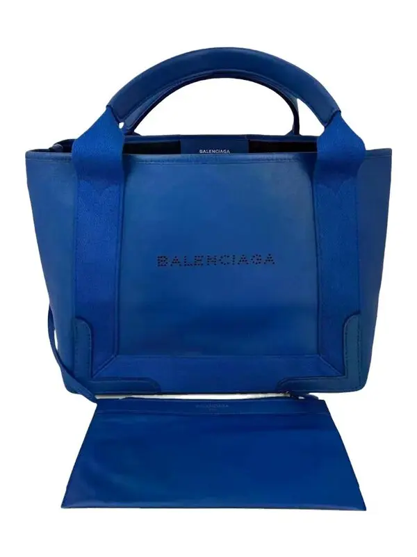 Balenciaga Calfskin Tote Bag With Removable Pouch - Blue