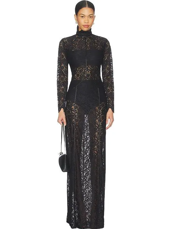 DEME BY GABRIELLA The Melora Lace Maxi Dress - Black