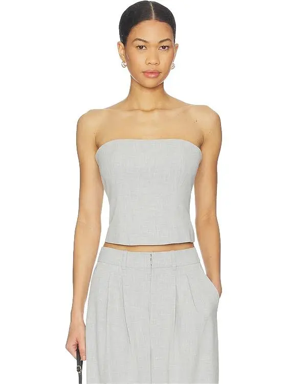 Good American Essential Suiting Strapless Top - Light Grey