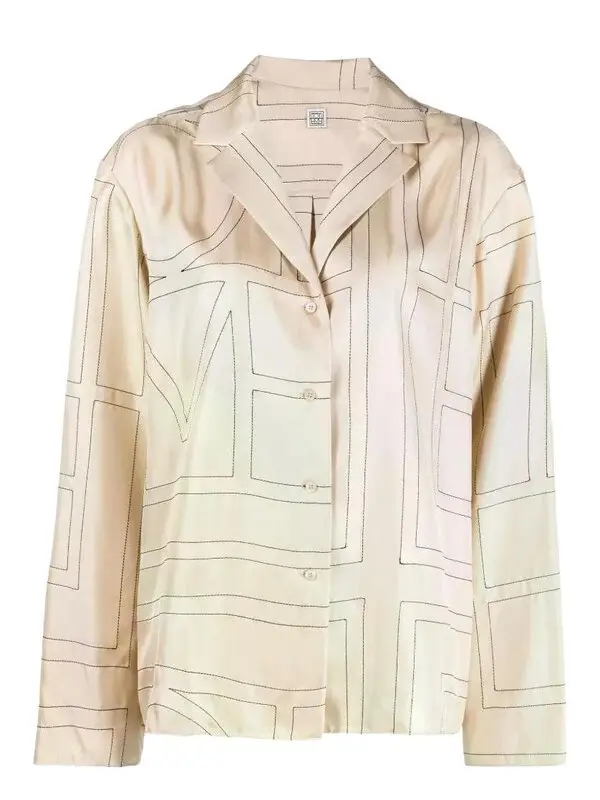 TOTEME Monogram Silk Blouse - Neutrals