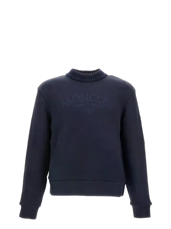 Moncler Ribbed-cuffs Embroidered Sweatshirt - Blue