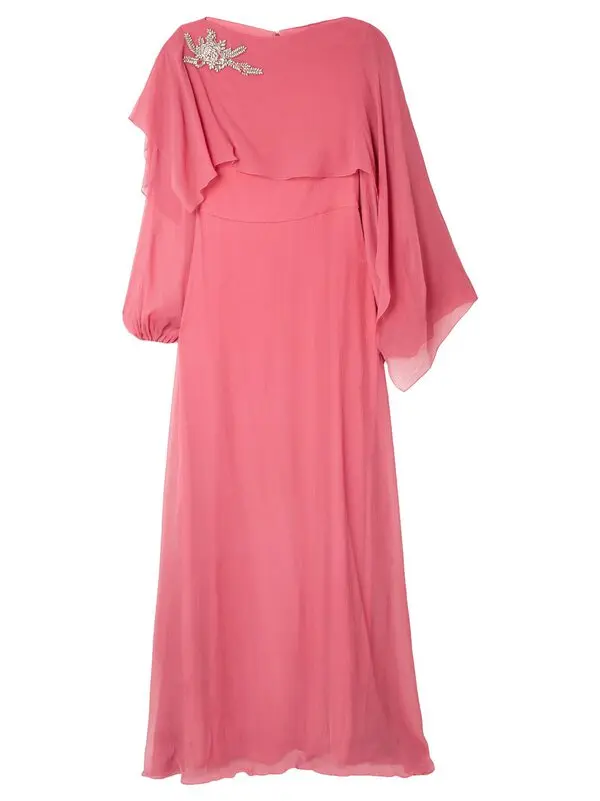Erdem Cape-effect Embellished Gown - Orange