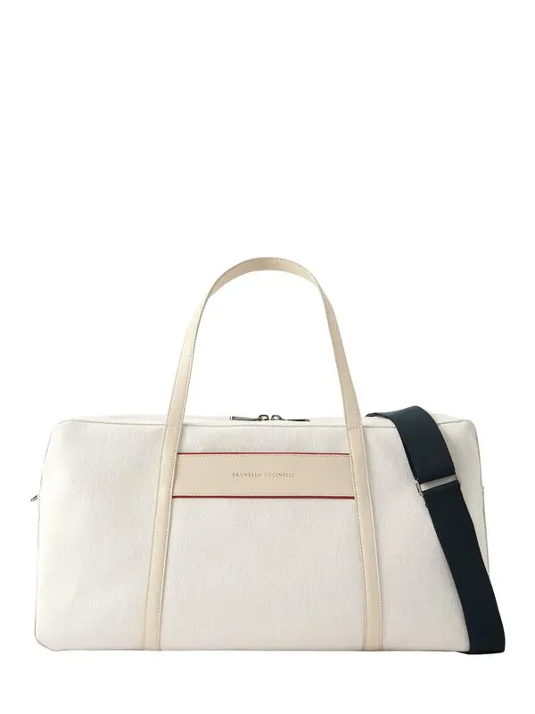 Brunello Cucinelli Leather-trimmed Canvas Duffle Bag - Neutrals