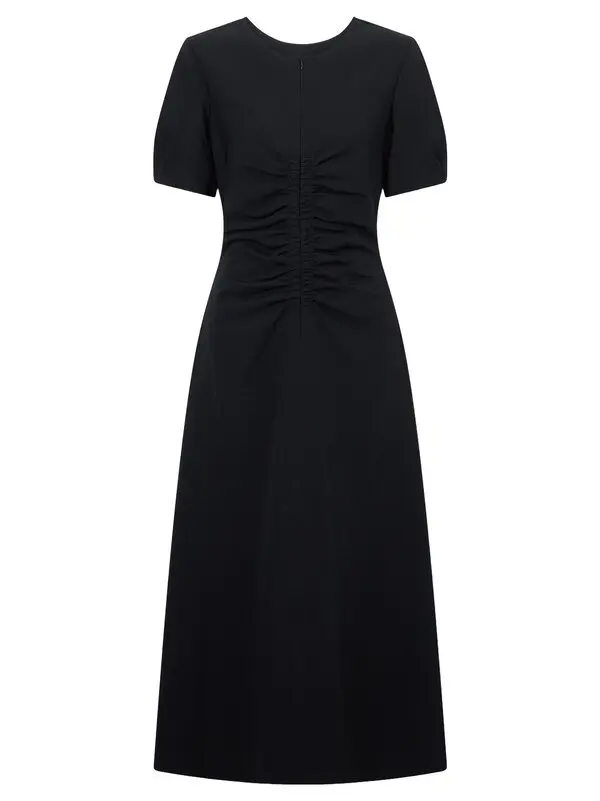 LA LIGNE Noemi Ruched Recycled Stretch-jersey Midi Dress - Black