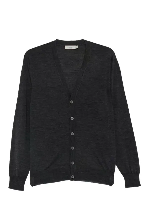 Canali V-neck Button-down Cardigan - Grey