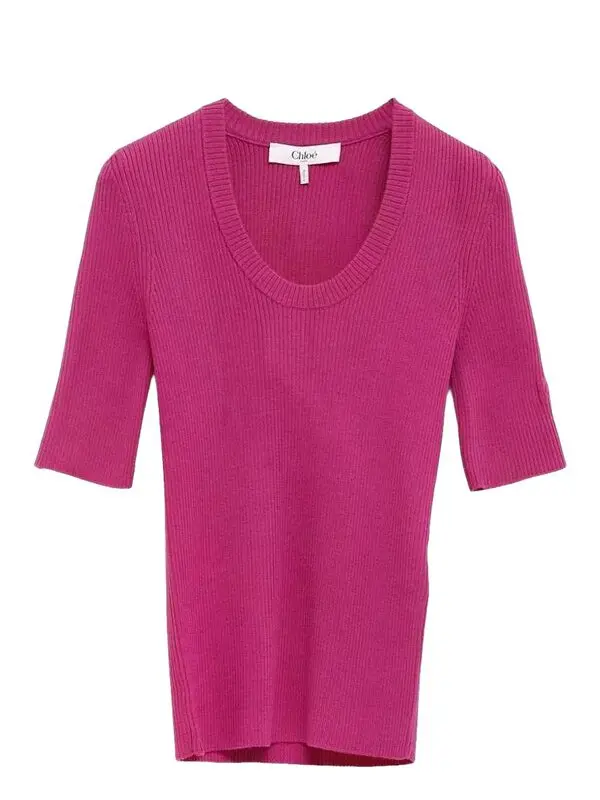 Chloé Ribbed Knit Top - Pink