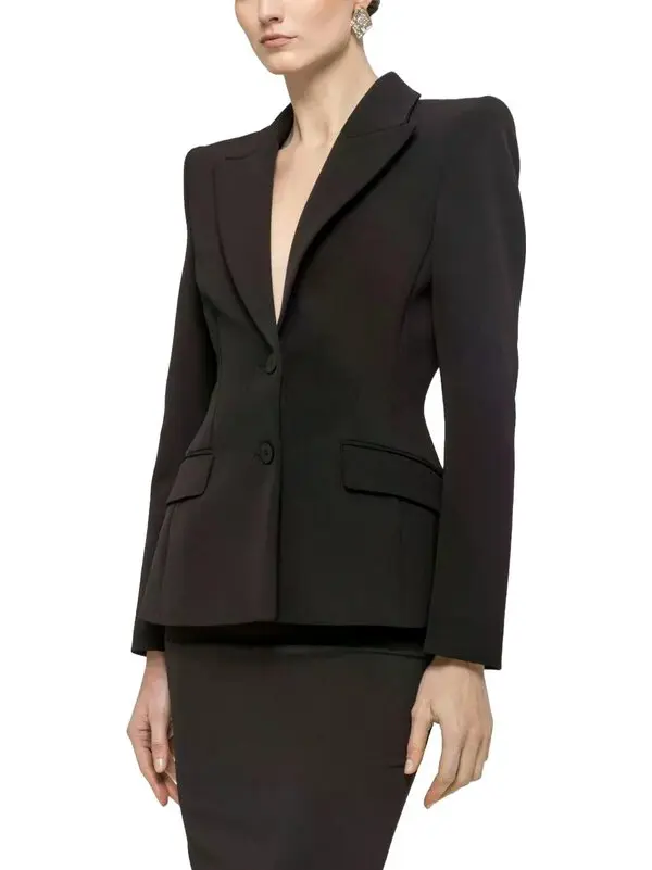 NISSA Single-breasted Crepe Blazer - Black