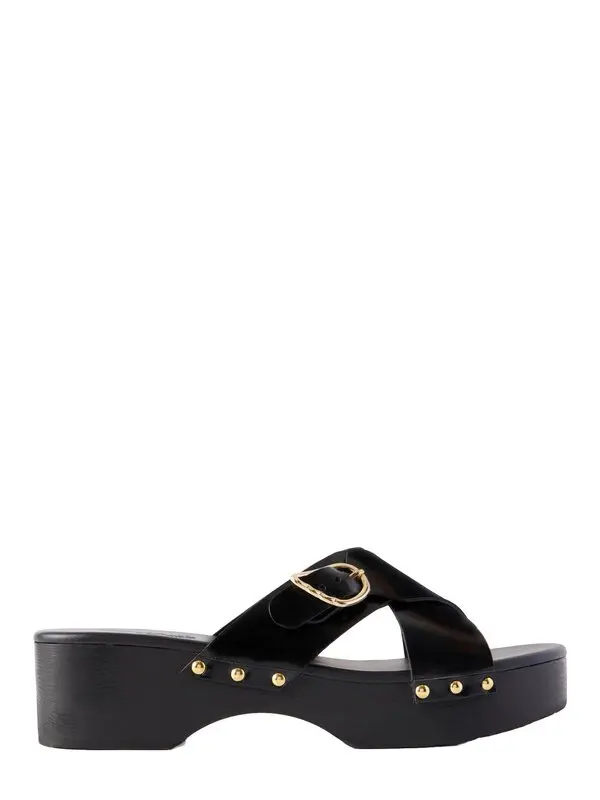 ANCIENT GREEK SANDALS Marilisa Sabot Studded Leather Clogs - Black