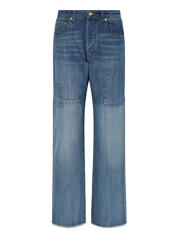 WALES BONNER Chance Frayed Straight-leg Jeans - Blue