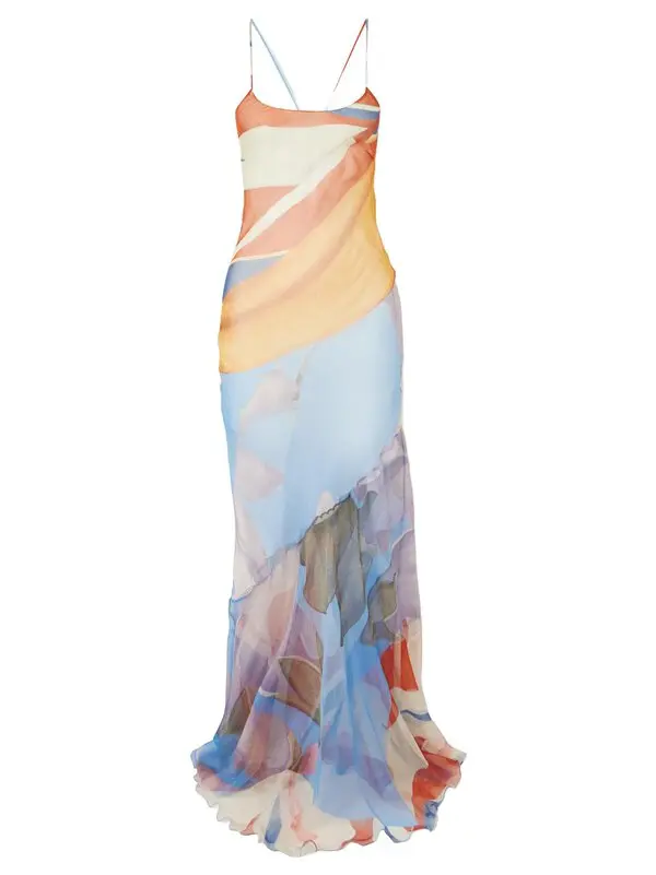 DONDE ESTEBAN Palenque Flores Printed Silk-chiffon Maxi Dress - Multi