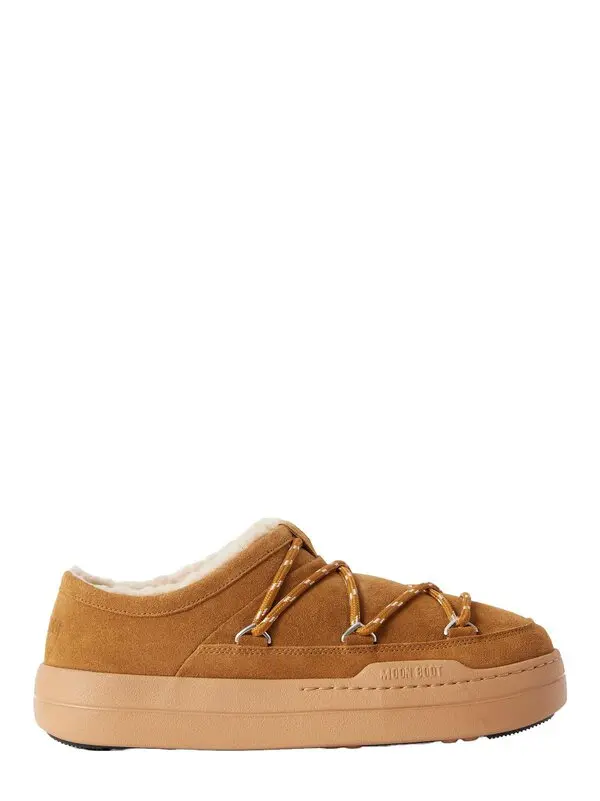 Moon Boot Park Shearling-lined Suede Slippers - Brown