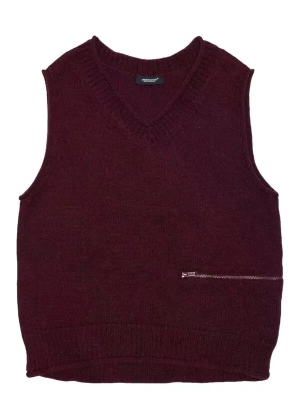 Undercover Zip V-neck Vest - Red