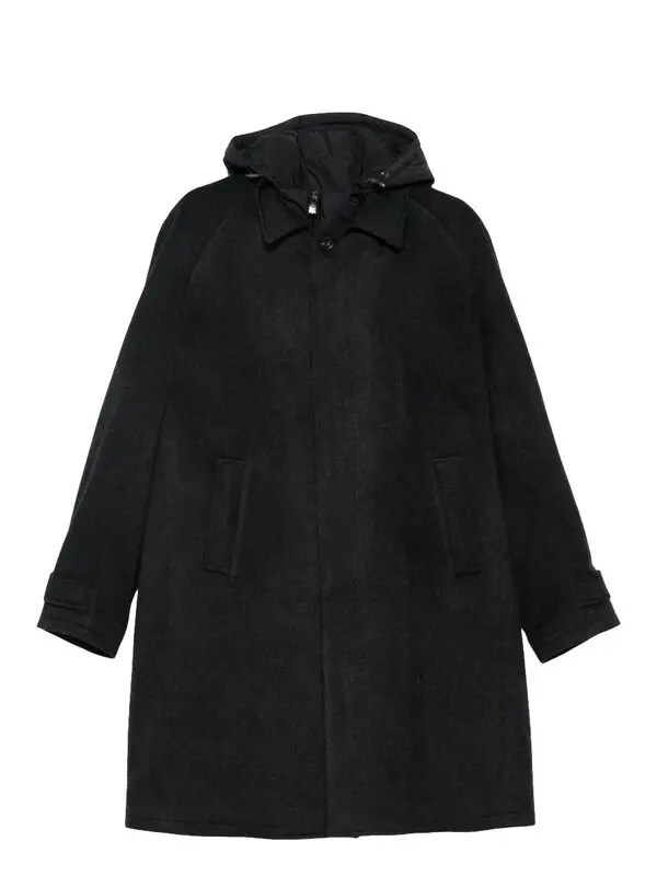 Corneliani Hooded Coat With Pocket Detail - Grey
