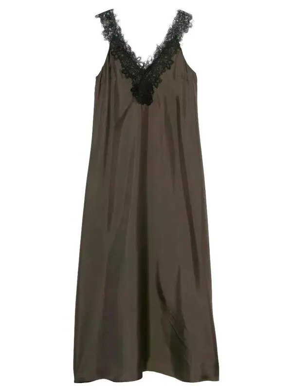 RÓHE V-neck Silk Maxi Dress - Brown