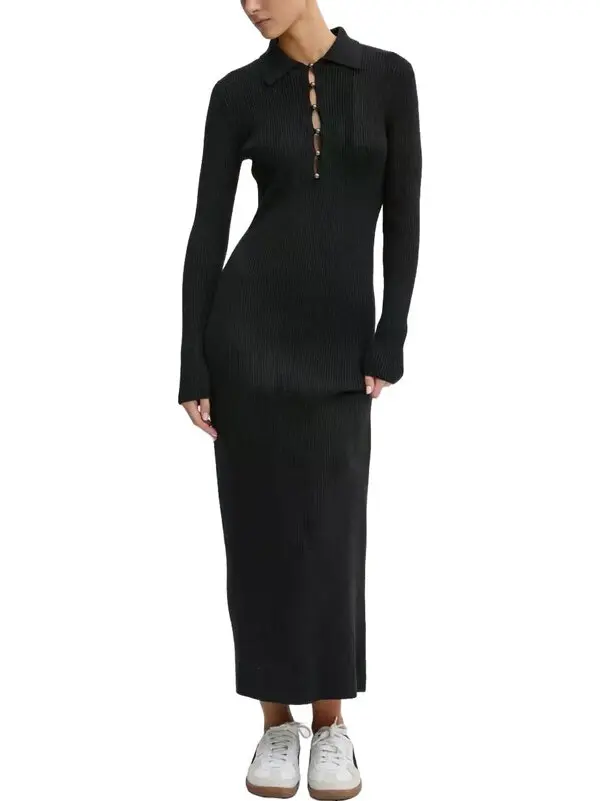 Abercrombie Ribbed Maxi Dress - Black