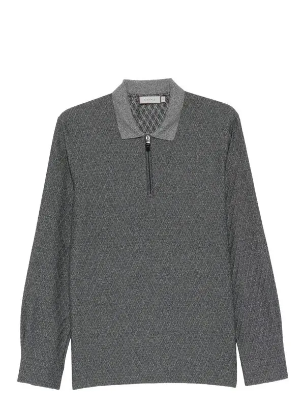 Canali Zip-fastening Patterned Polo Shirt - Grey