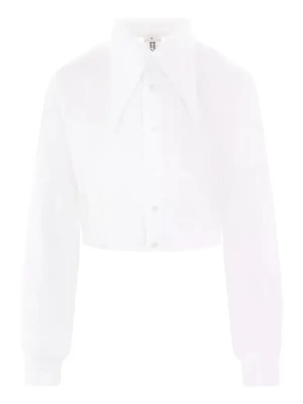 Noir Kei Ninomiya Oversized Collar Elastic Shirt - White