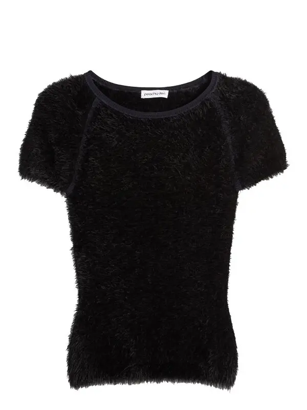 PEACHY DEN The Chloe Knit T-shirt - Onyx