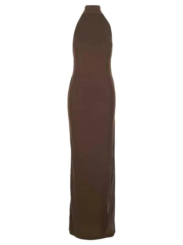 Andamane Halter-neck Maxi Dress - Brown
