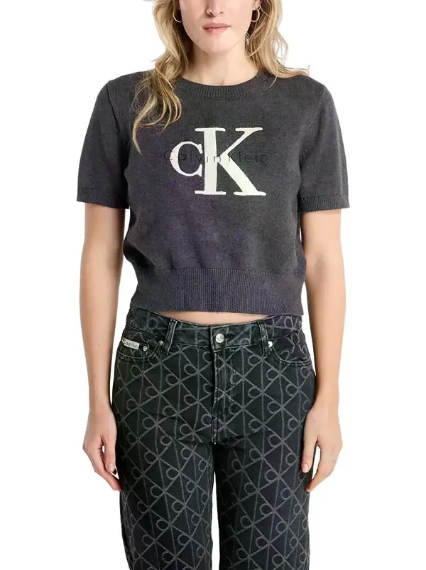Calvin Klein Graphic Short-sleeve Sweater - Grey