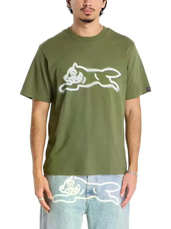 ICECREAM Spray Paint Running Dog T-shirt - Green