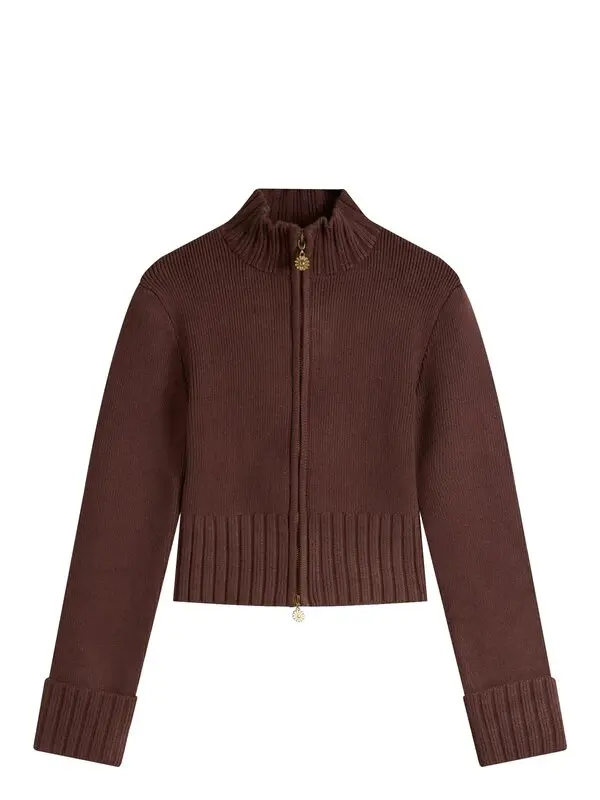 HOUSE OF SUNNY Chunky Rib Peggy Cardigan - Rosewood Brown