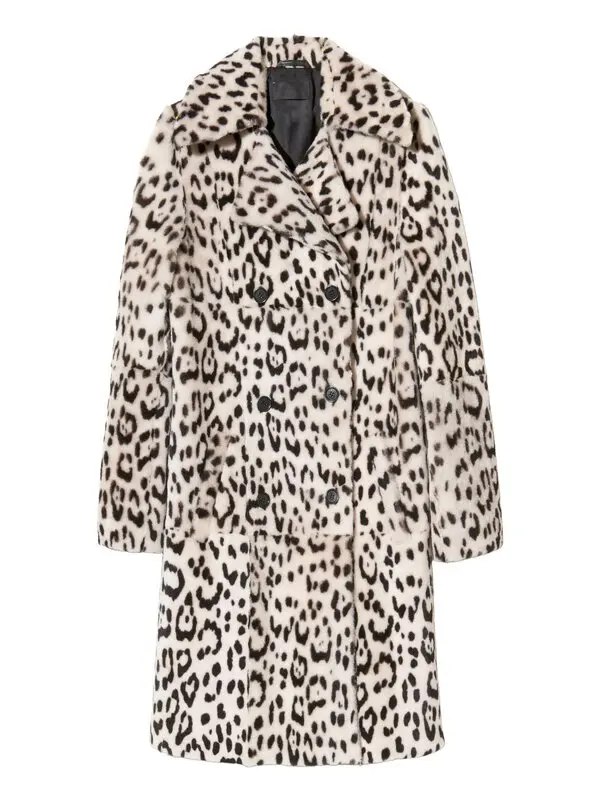 NILI LOTAN Crystal Leopard Print Coat - Black,white