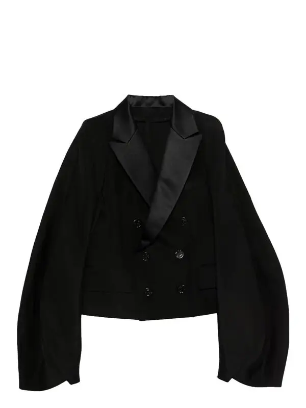 Sacai Double-breasted Cropped Jacket - Black