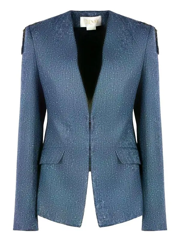 GENNY Herringbone Blazer - Blue