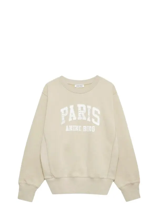 ANINE BING Harry Shrunken Paris Sweatshirt - Beige