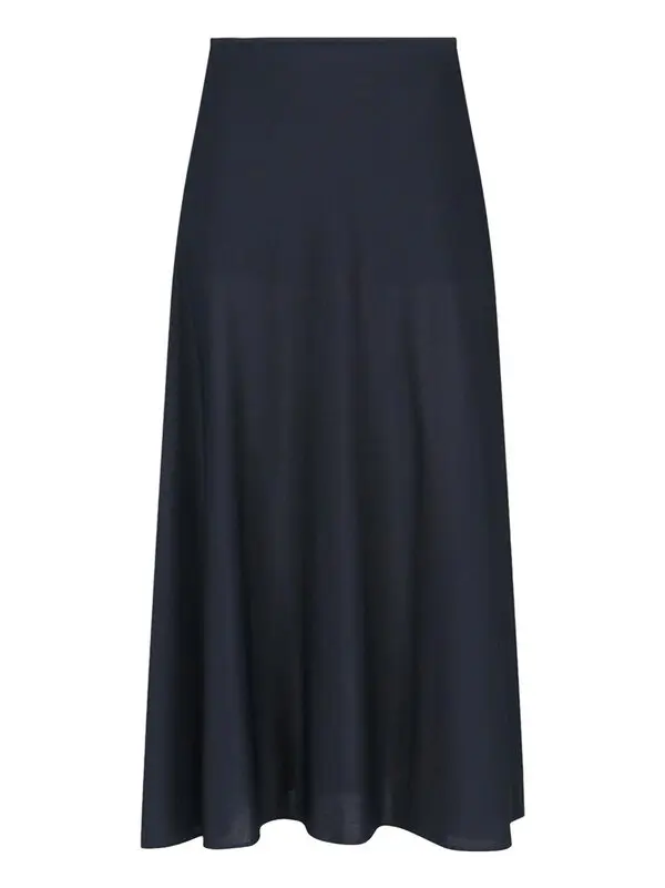JIL SANDER Fluid Viscose Midi Skirt - Navy