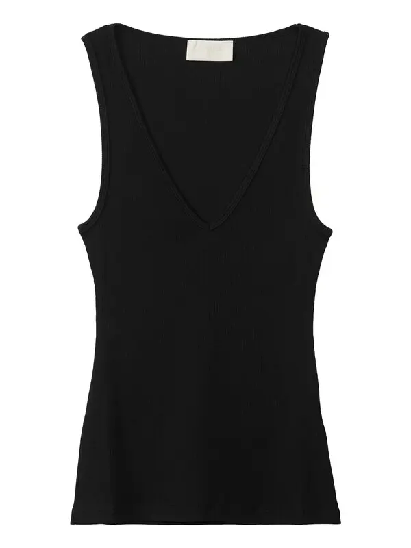 WAKAKUU Lotus Rib Tank Top - Black