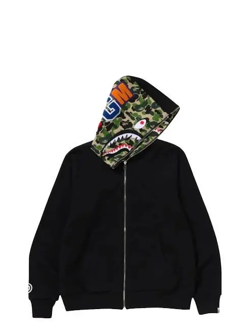 BAPE Abc Camo Reversible Shark Full Zip Hoodie - Green/black