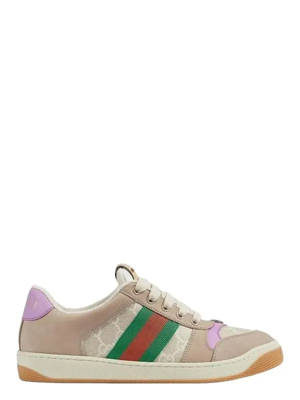 Gucci Screener Distressed Sneakers - Beige/lilac