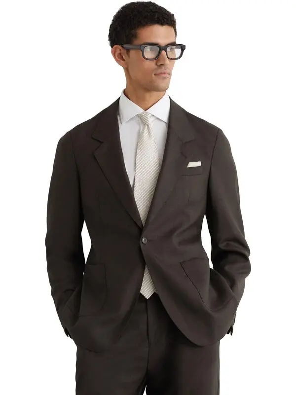 REISS Richard Wool Single-breasted Classic-fit Suit Jacket - Brown