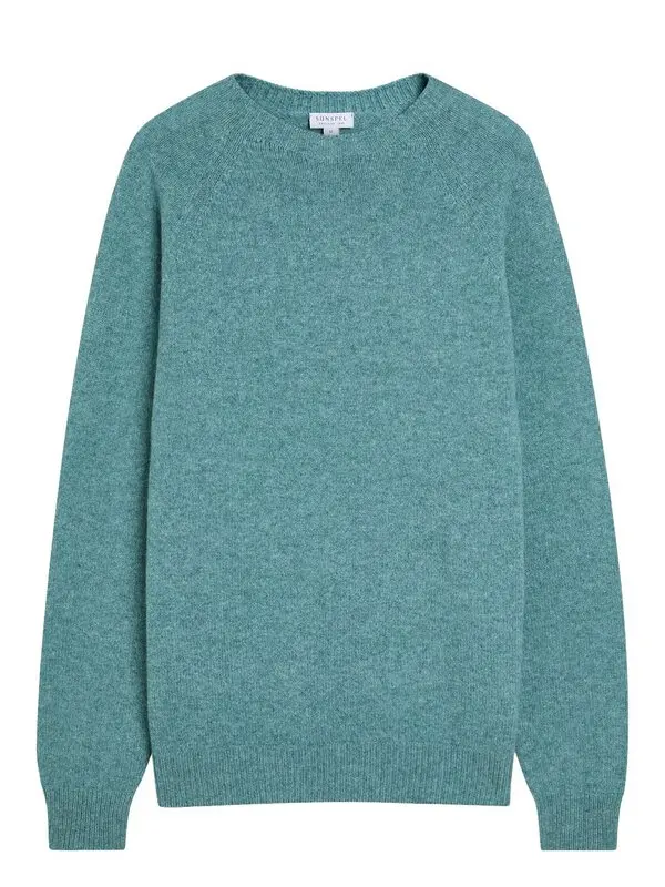 Sunspel Melangé Wool Jumper - Light Blue