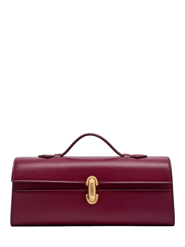 Savette Symmetry Slim Leather Pochette - Plum