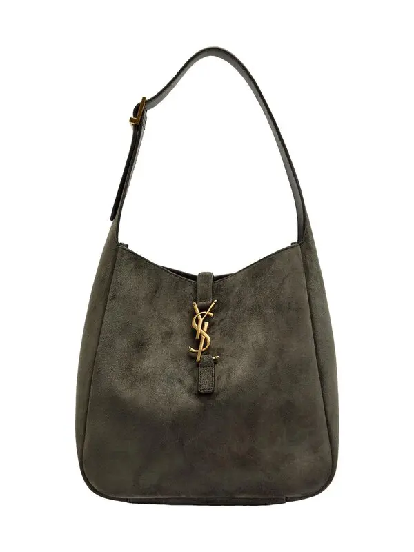 Saint Laurent Le 5 À 7 Small Suede Hobo Bag - Dark Grey