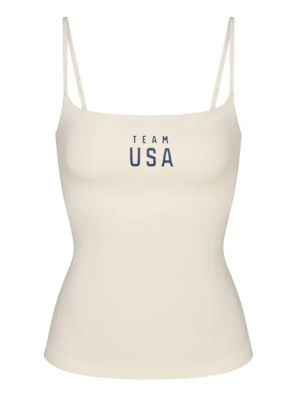 SKIMS Cotton Jersey Olympic Cami Top For Team Usa - Ecru