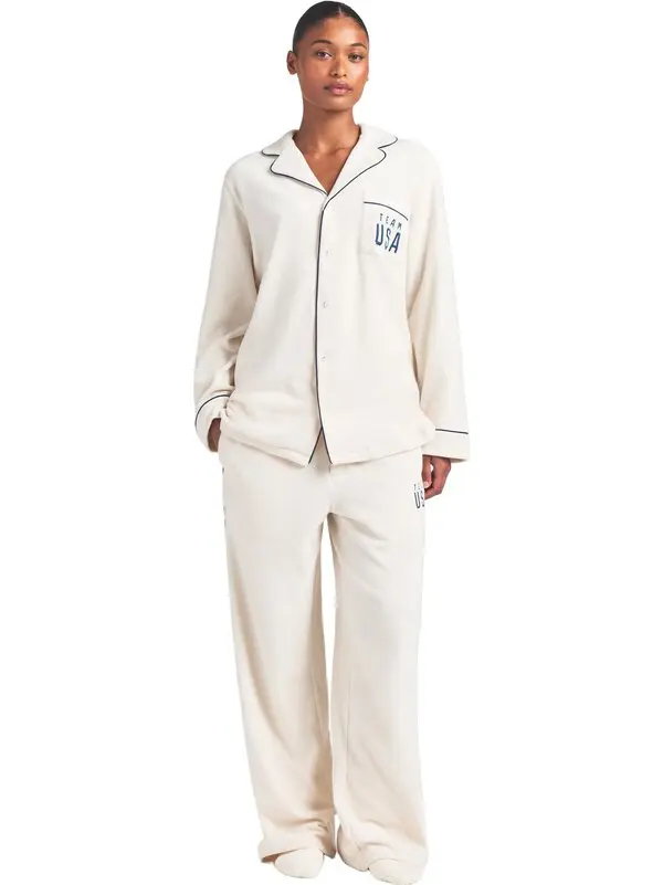 SKIMS For Team Usa Fleece Olympic Oversized Sleep Top - Ecru