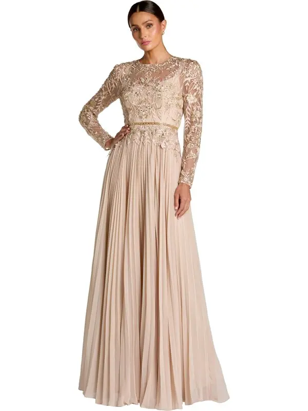Mac Duggal Embellished Chiffon Gown - Taupe
