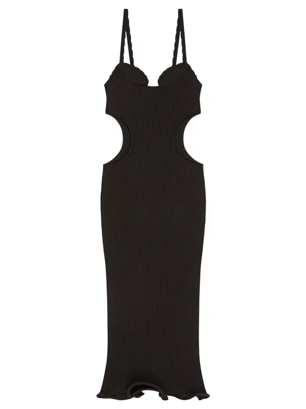 Givenchy Slashed Ribbed Knit Dress - Black